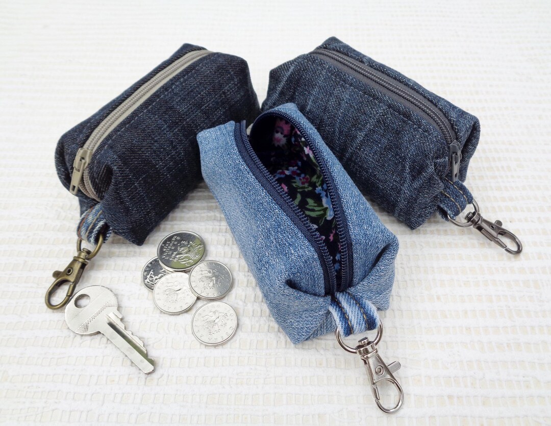 Small Denim Pouch, Tiny Zipped Case for Earphones, Lip Balm, Keys ...