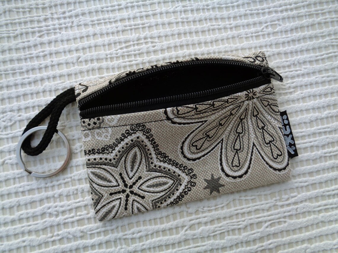 Key wallet key ring coin purse card wallet small zipped | Etsy