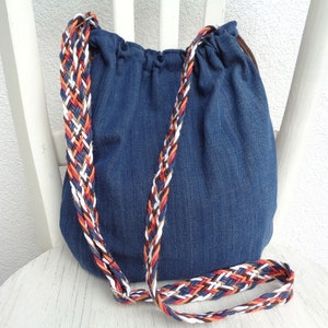 Small Denim Bag With Fringe, Slouchy Soft Textile Bag, Jeans Purse ...