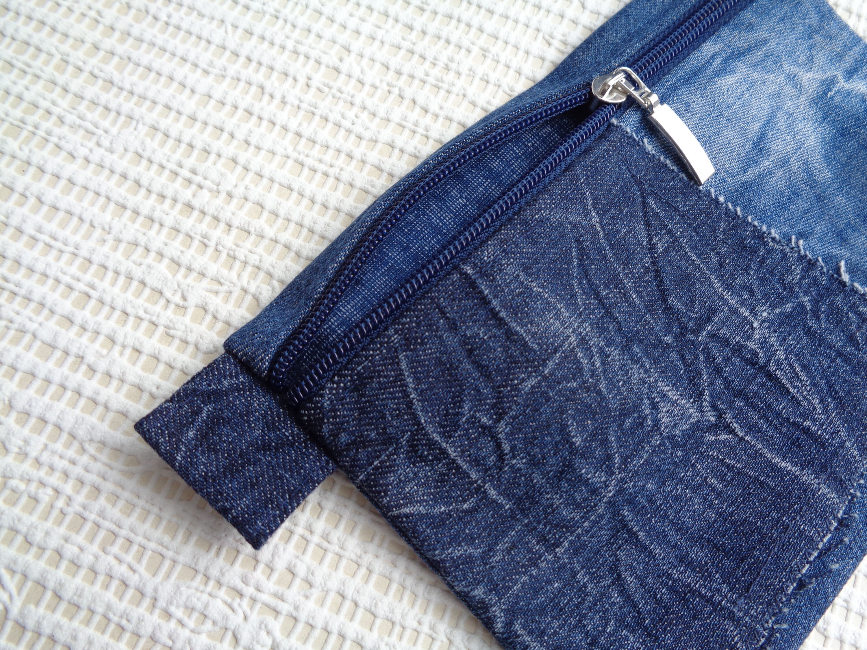 Denim Makeup Bag Cosmetic Bag Zipper Case Denim Zippered | Etsy