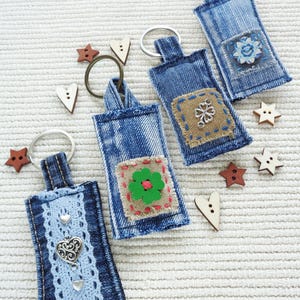 Keychain, Upcycled Denim Key Fob, Keepsake, Lucky Charm, Small Gift for ...