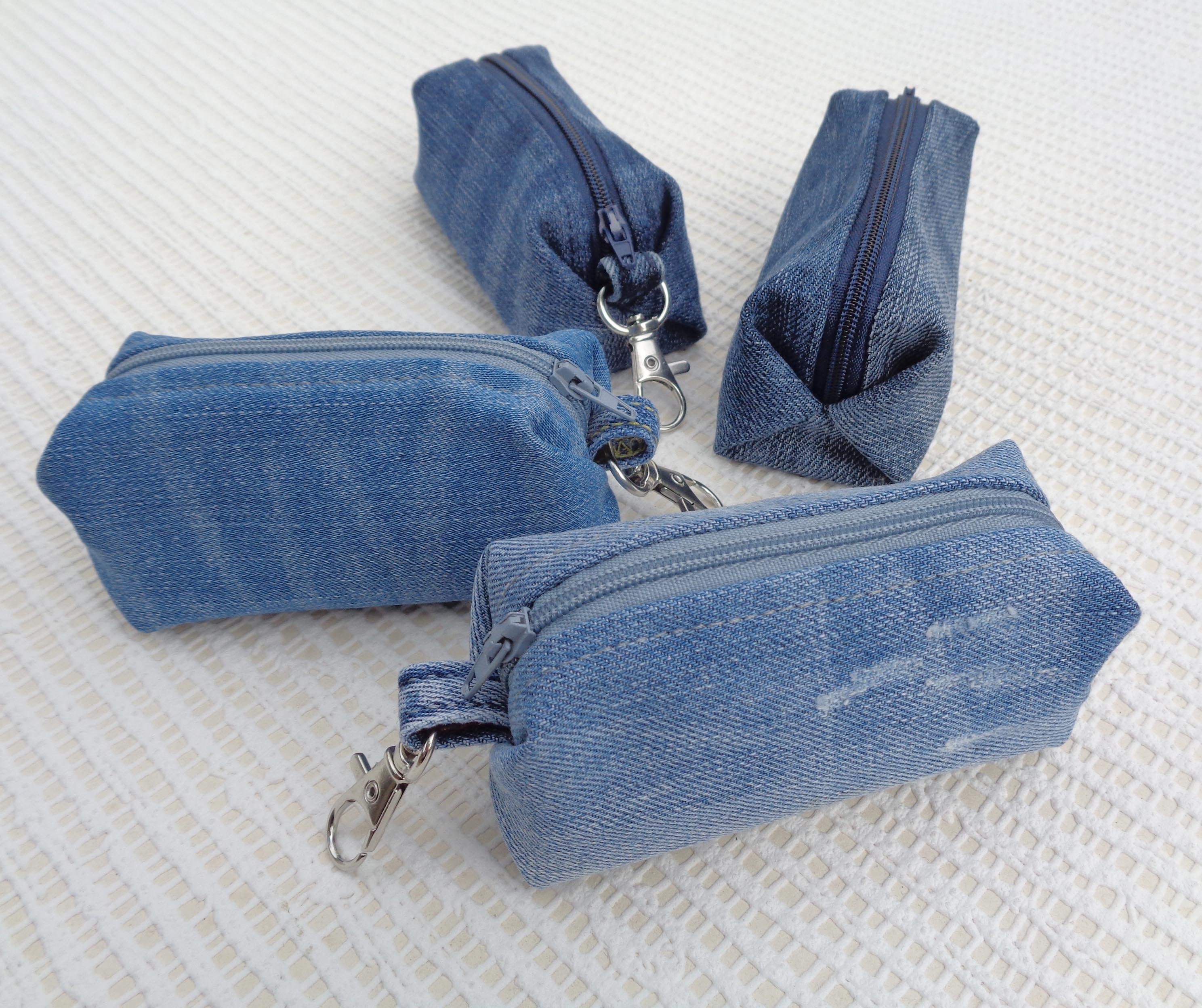 Small Denim Pouch, Tiny Zipped Case for Earphones, Lip Balm, Keys ...