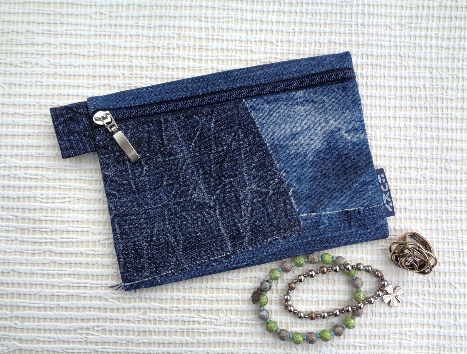 Denim Makeup Bag Cosmetic Bag Zipper Case Denim Zippered | Etsy