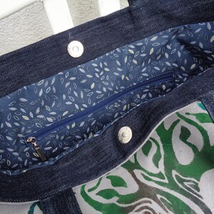 Large Tote Bag, Denim & Canvas Shoulder Bag, Lined, With Pockets ...