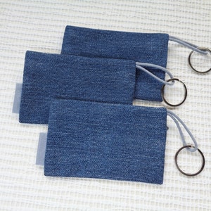 Keychain, Blue Denim Coin Purse, Flat Wallet, Small Zippered Pouch ...