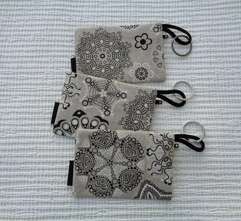 Key Wallet Key Ring Coin Purse Card Wallet Small Zippered - Etsy