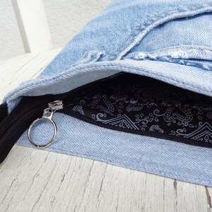 Denim Mini Bag, Cross-body Small Light Blue Jeans Hip Bag, Soft Textile ...