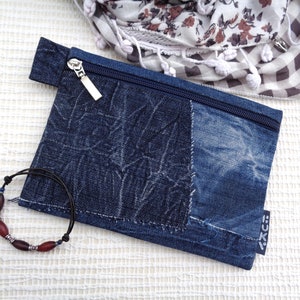 Denim Makeup Bag Cosmetic Bag Zipper Case Denim Zippered - Etsy
