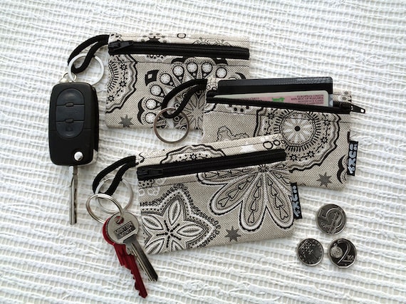 Key Wallet Key Ring Coin Purse Card Wallet Small Zippered - Etsy