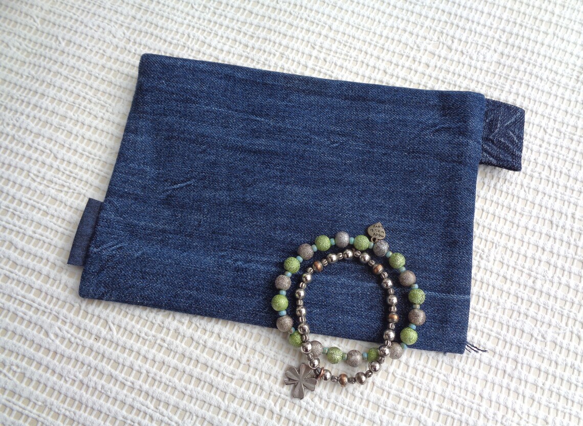 Denim Makeup Bag Cosmetic Bag Zipper Case Denim Zippered - Etsy