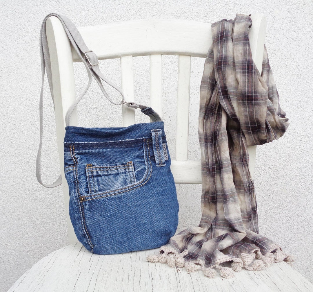 Denim Mini Bag, Cross-body Small Purse, Blue Jeans Hip Bag, Soft ...