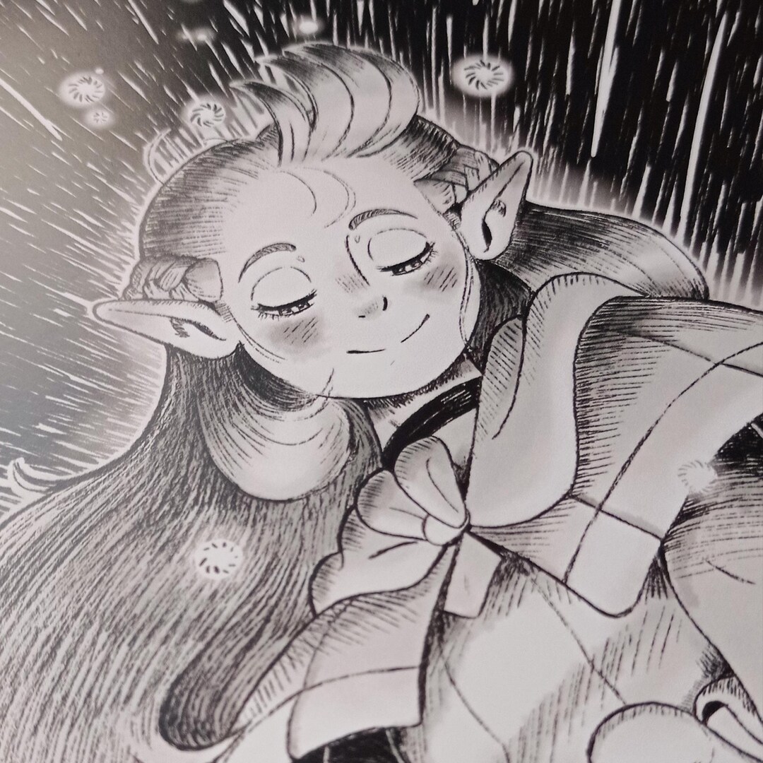 Marcille, Black and White, Silk Print, Dungeon Meshi, Delicious in ...