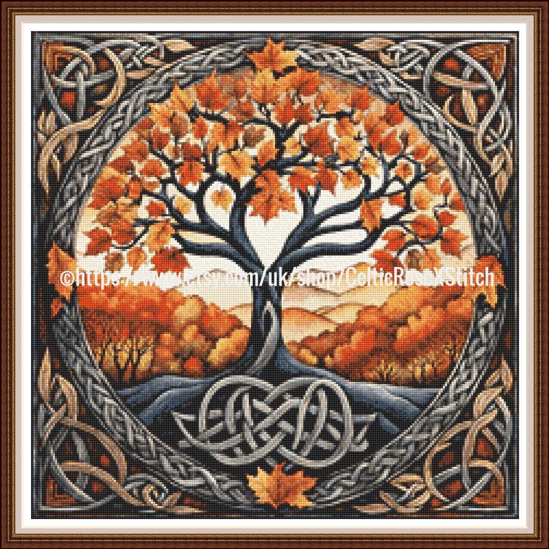 Celtic Autumn Tree PDF Digital Printable Cross Stitch Embroidery ...