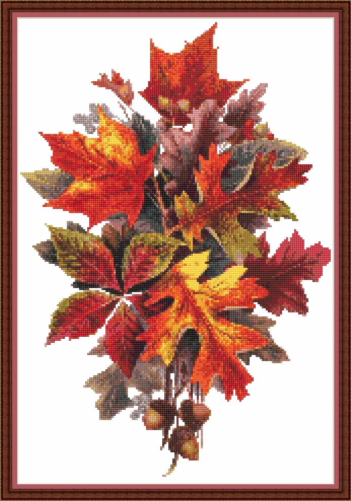 Autumn Leaves - PDF Digital Cross Stitch Pattern DMC Key 67 Colours ...
