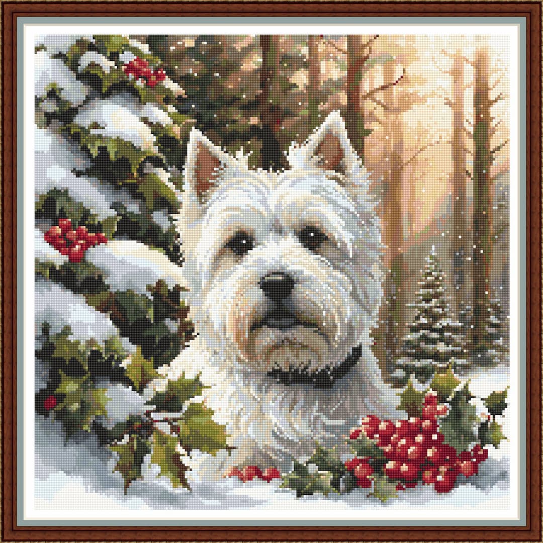 Christmas Westie - PDF Digital Cross Stitch Pattern - DMC Key 61 ...