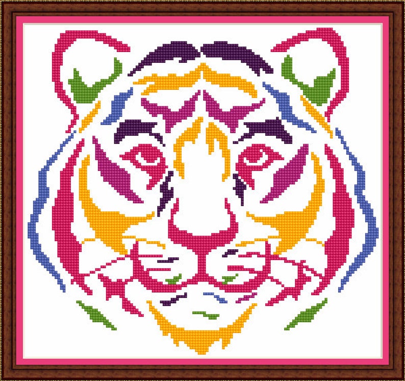 Tiger Bright Print at Home Chart/pattern for Whole Counted - Etsy