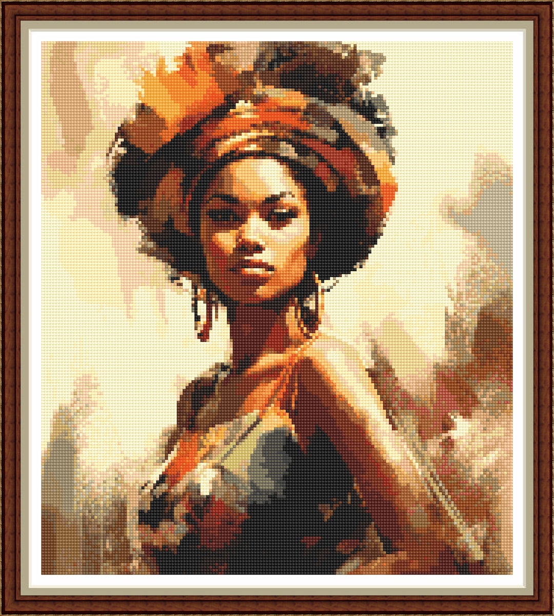 African Queen - PDF Digital Cross Stitch Pattern DMC Symbols 53 Colours ... African Queen - PDF Digital Cross Stitch Pattern DMC Symbols 53 Colours ...