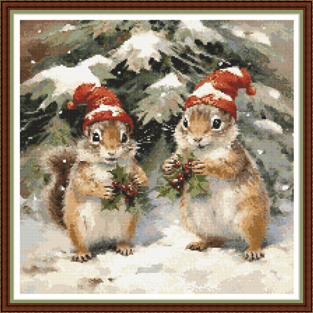 Christmas Critters Print at Home CHART for Whole Counted Cross Stitch ...