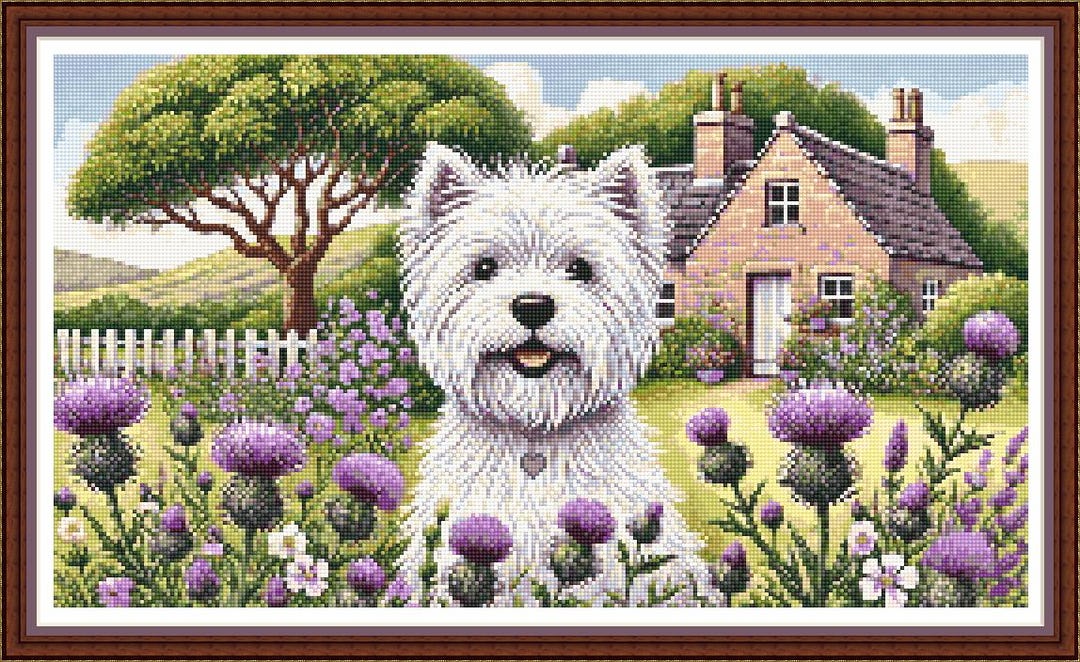 Scottish Westie - PDF Digital Cross Stitch Pattern DMC Key 56 Colours ...