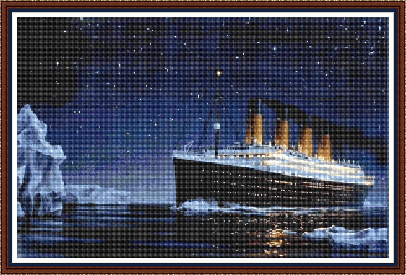 Titanic PDF Digital Cross Stitch Pattern White Star Line Ship DMC Key ...