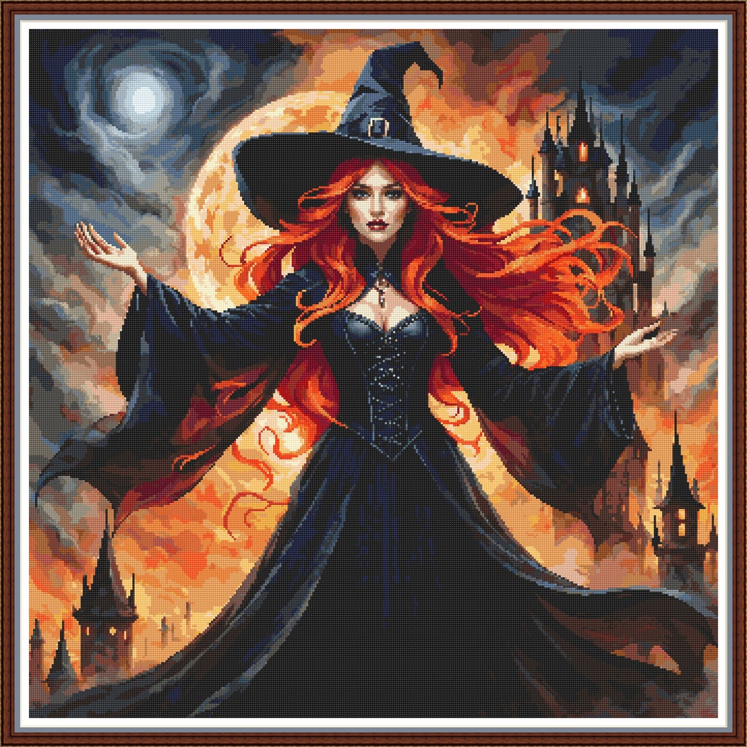 Spellcaster - PDF Digital Cross Stitch Pattern DMC Key 63 Colours 24 ...