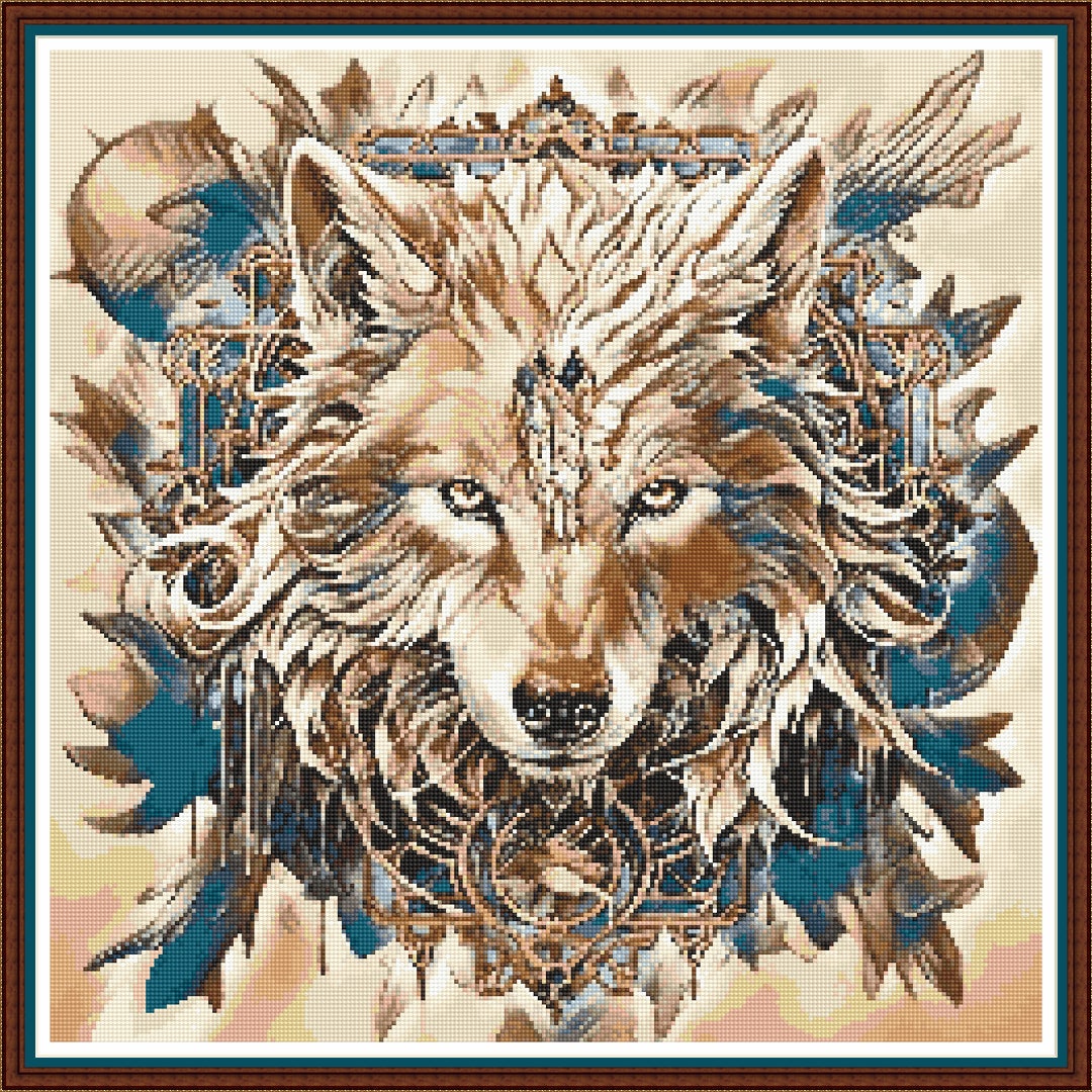 Viking Wolf - PDF Digital Cross Stitch Pattern Scandinavian DMC Key ...
