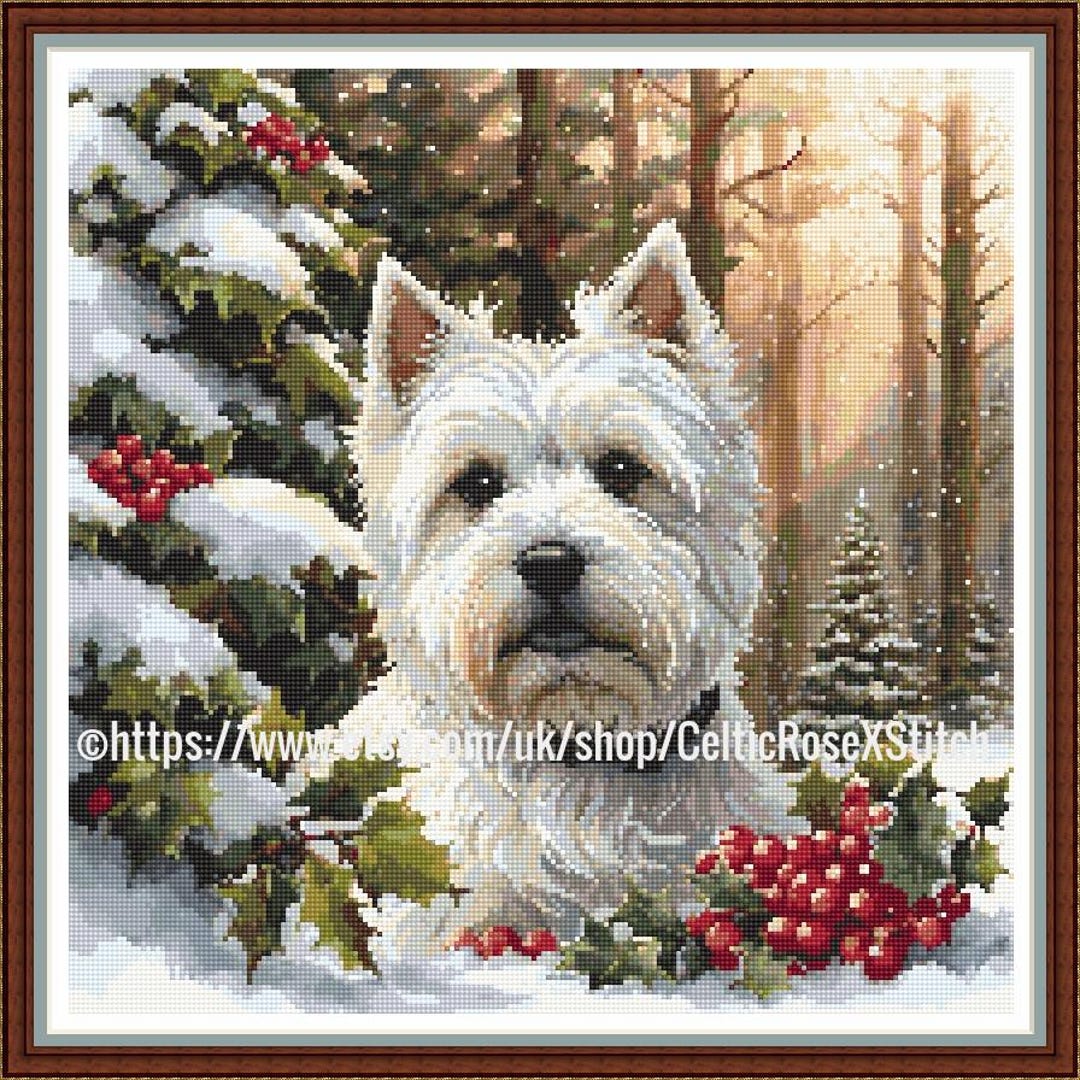 Christmas Westie - PDF Digital Printable Cross Stitch Embroidery ...