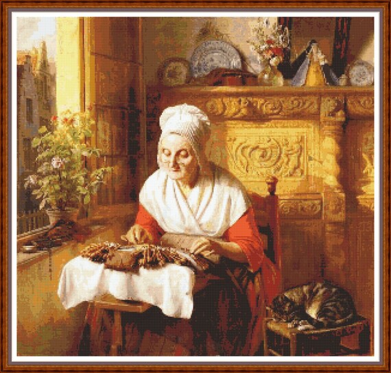 The Lacemaker Print at Home Chart/pattern for Whole Counted - Etsy New ...