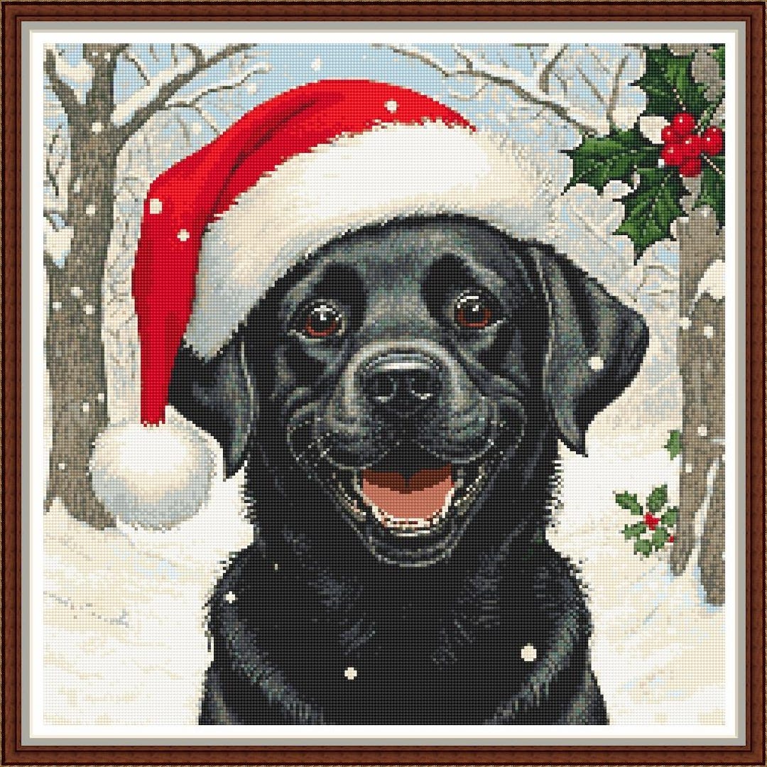 Black Labrador Santa - PDF Digital Cross Stitch Pattern DMC Key 41 ...