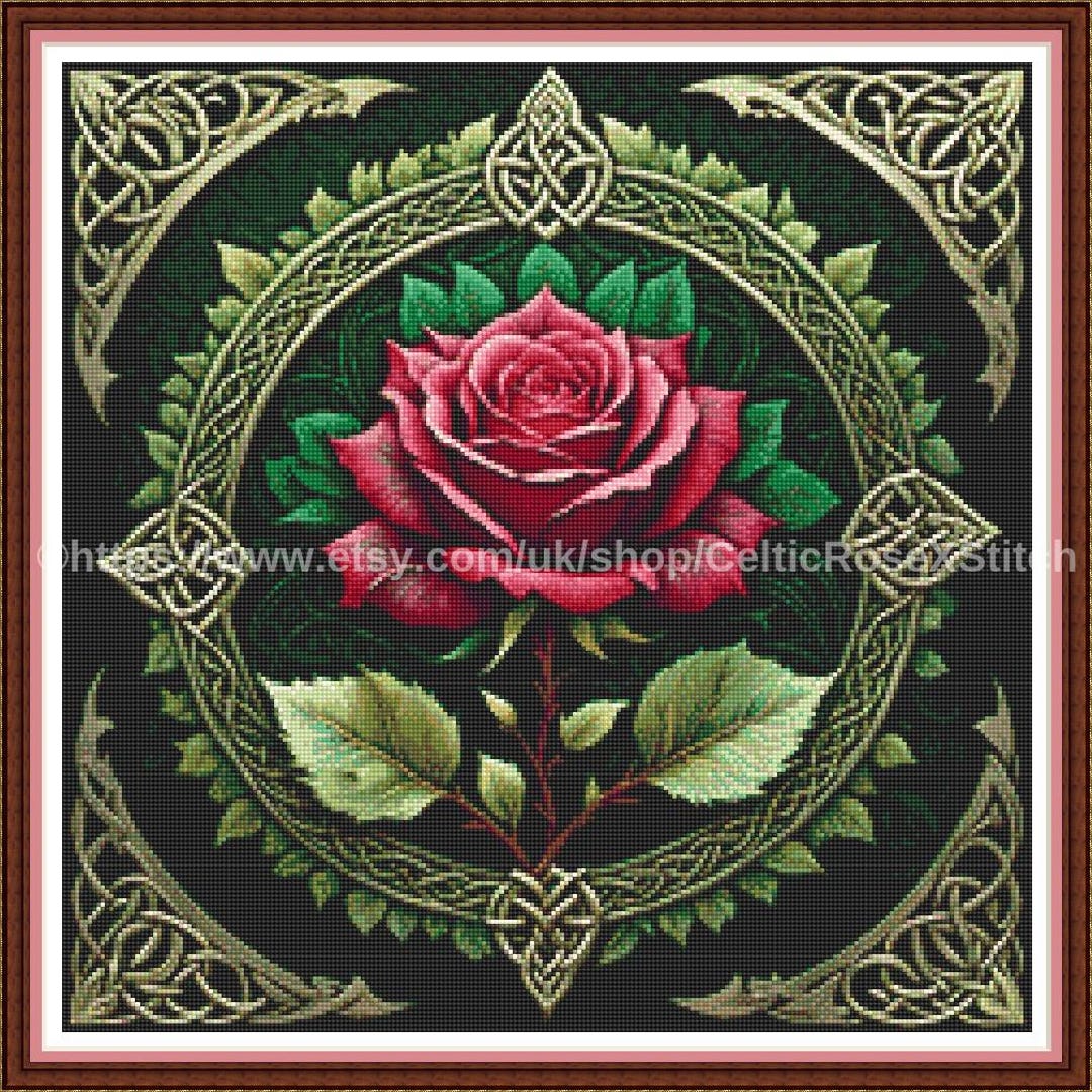 Irish Rose Celtic Knot - PDF Digital Cross Stitch Pattern DMC Key 55 ...