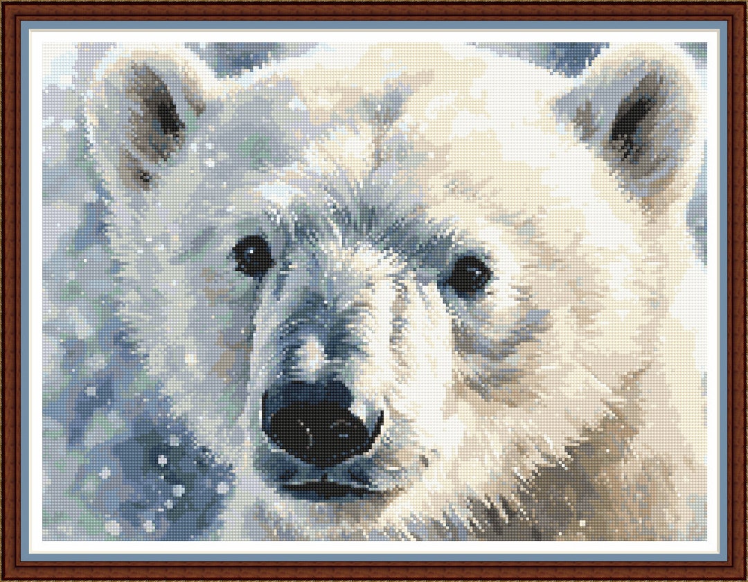 Polar Bear Portrait - PDF Digital Cross Stitch Pattern DMC Key 41 ...