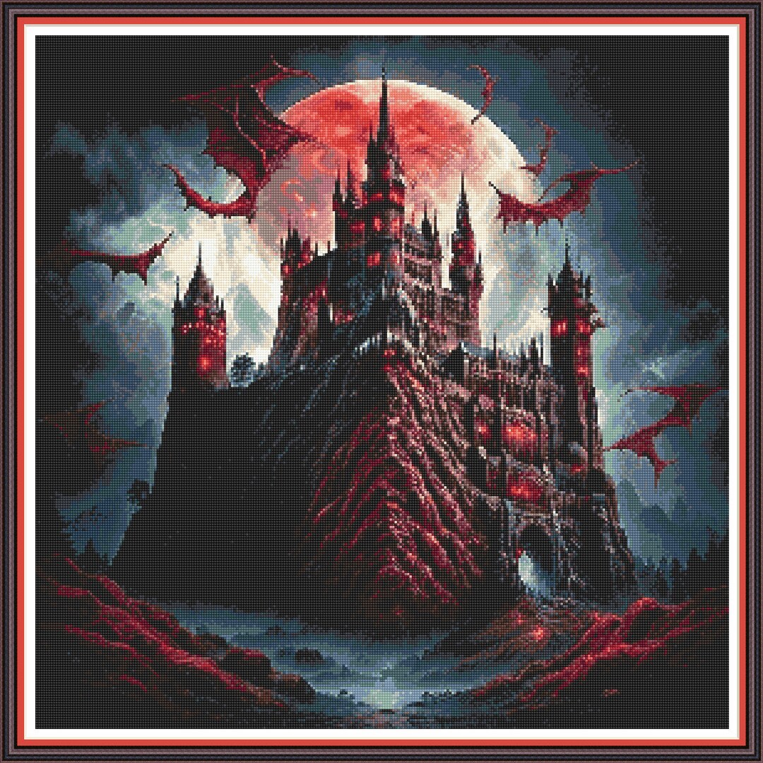 Castle Blood Moon - PDF Digital Cross Stitch Pattern - Gothic Fantasy ...
