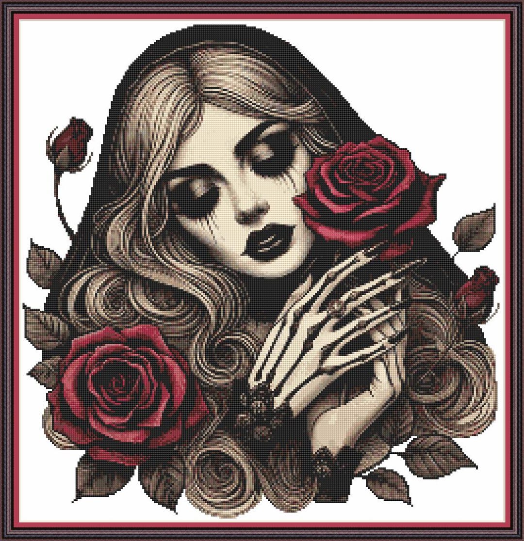 Gothic Valentine - PDF Digital Cross Stitch Pattern DMC Key 33 Colours ...
