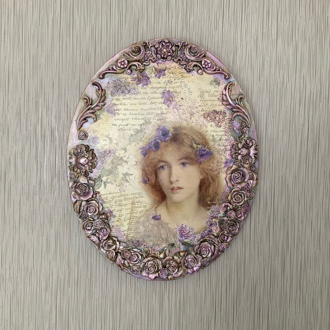 Lienzo lienzo imagen óvalo con retrato de mujer violeta - Etsy España