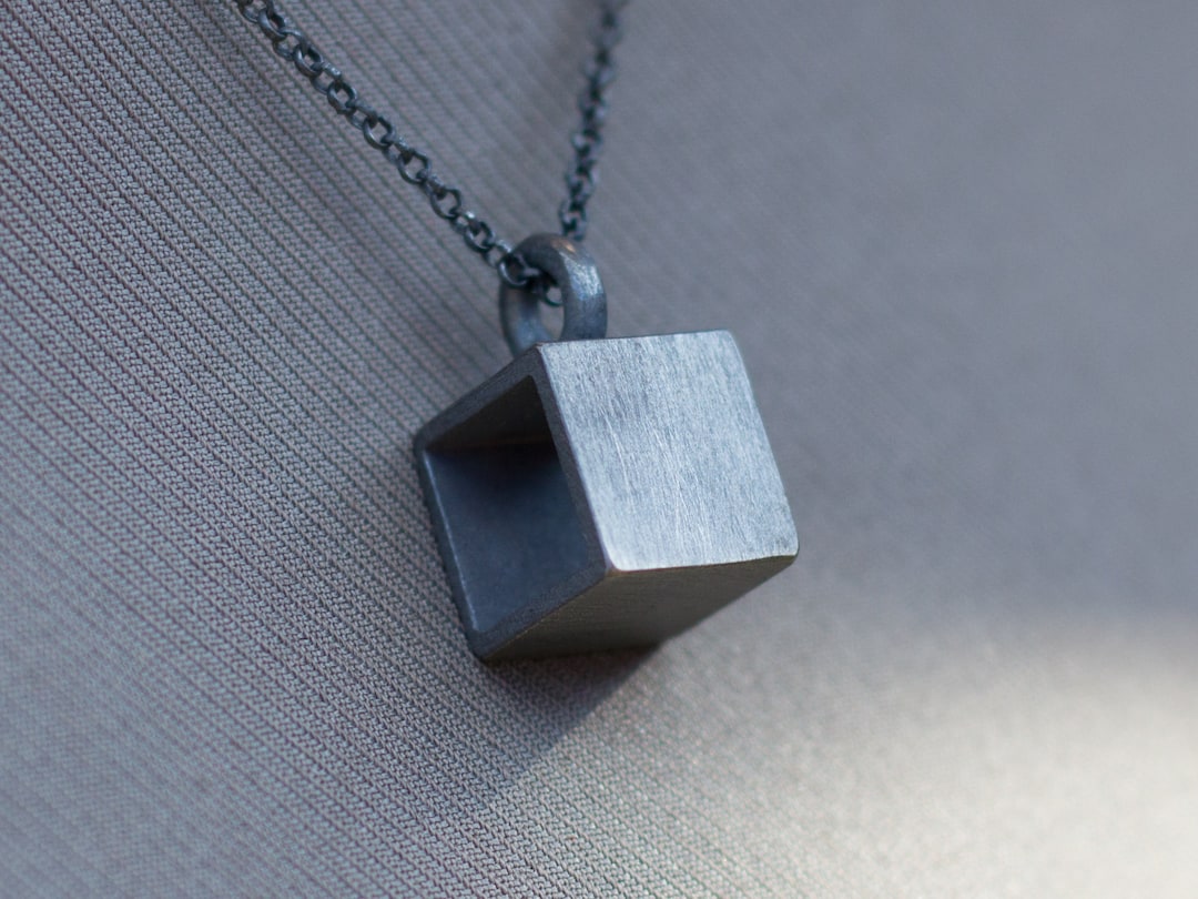 Necklace Cube Pendant Geometric Black - Etsy