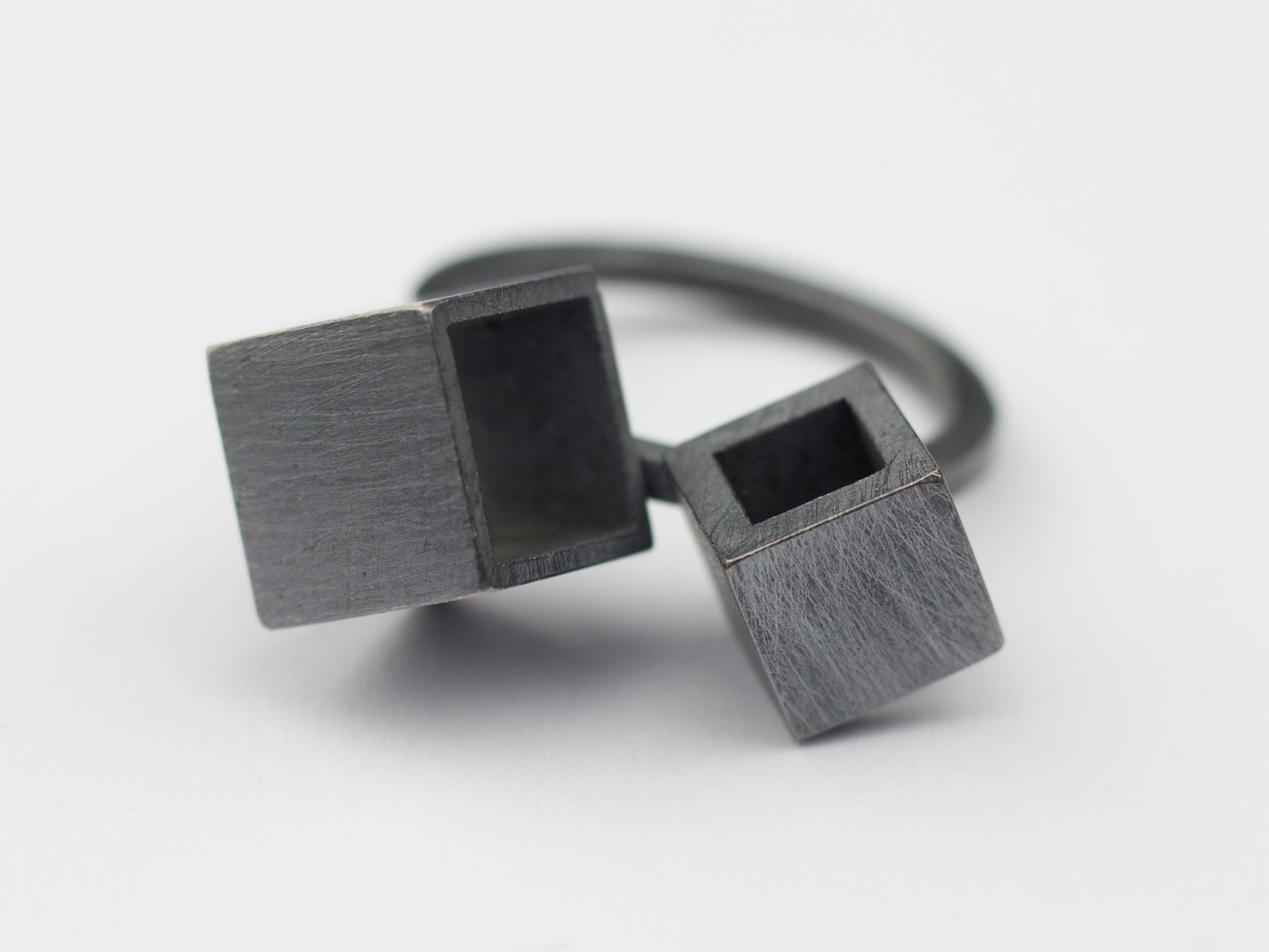 Cube Ring 925 Silver Black Women Dark Wide Ring Goldsmith Artisan Gift ...