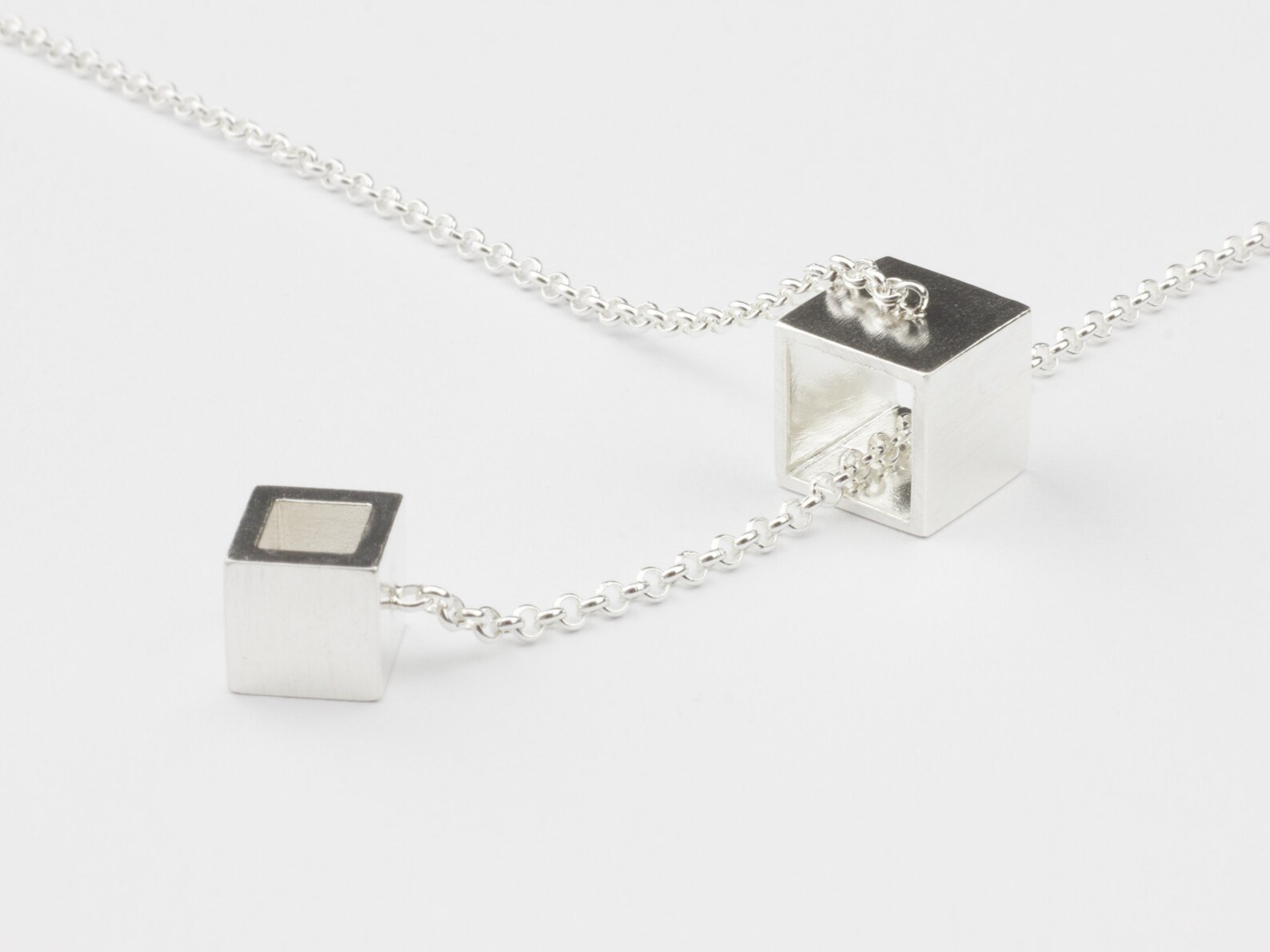 Necklace Interlocked Cubes Silver Geometric Pendant - Etsy