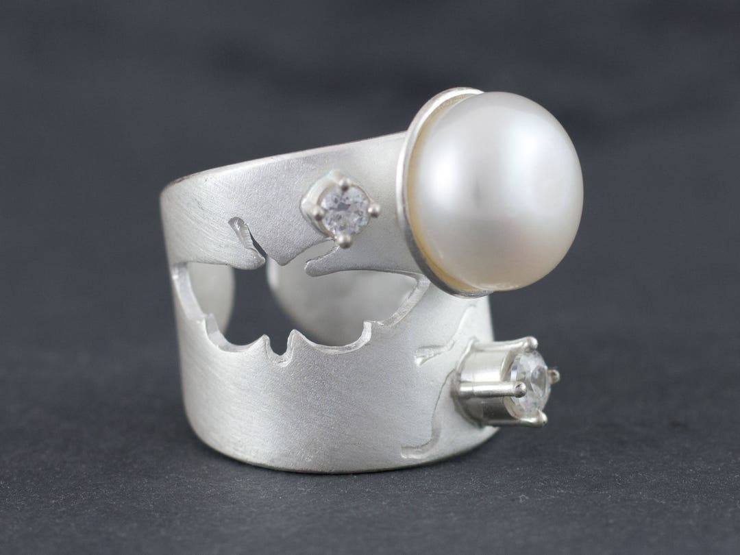 Breiter Ring Silber "Perle" ausgefallene Ringe Silberschmuck ...