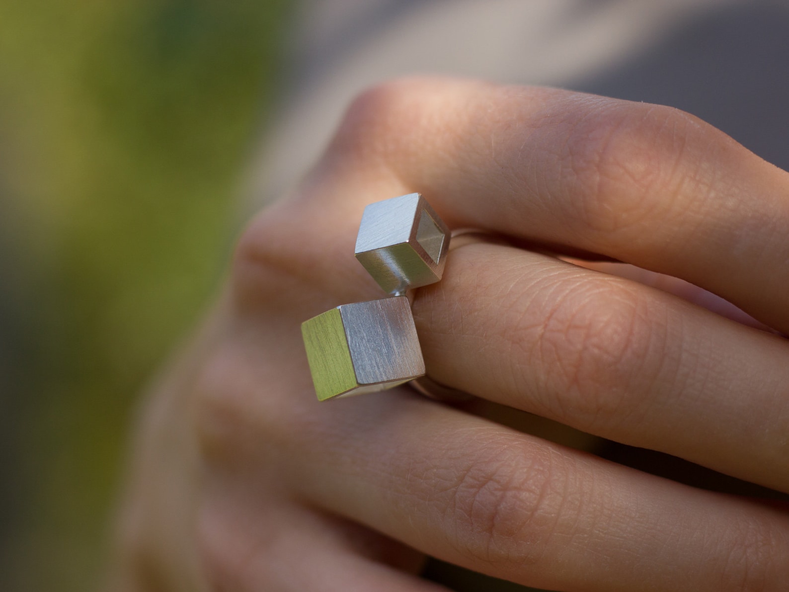 Cube Ring 925 Silver Women Dark Wide Ring Goldsmith Artisan - Etsy