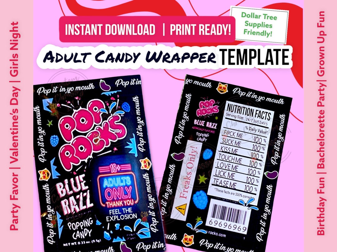 Adult Pop Rock Wrapper Instant Download Printable Digital Download ...