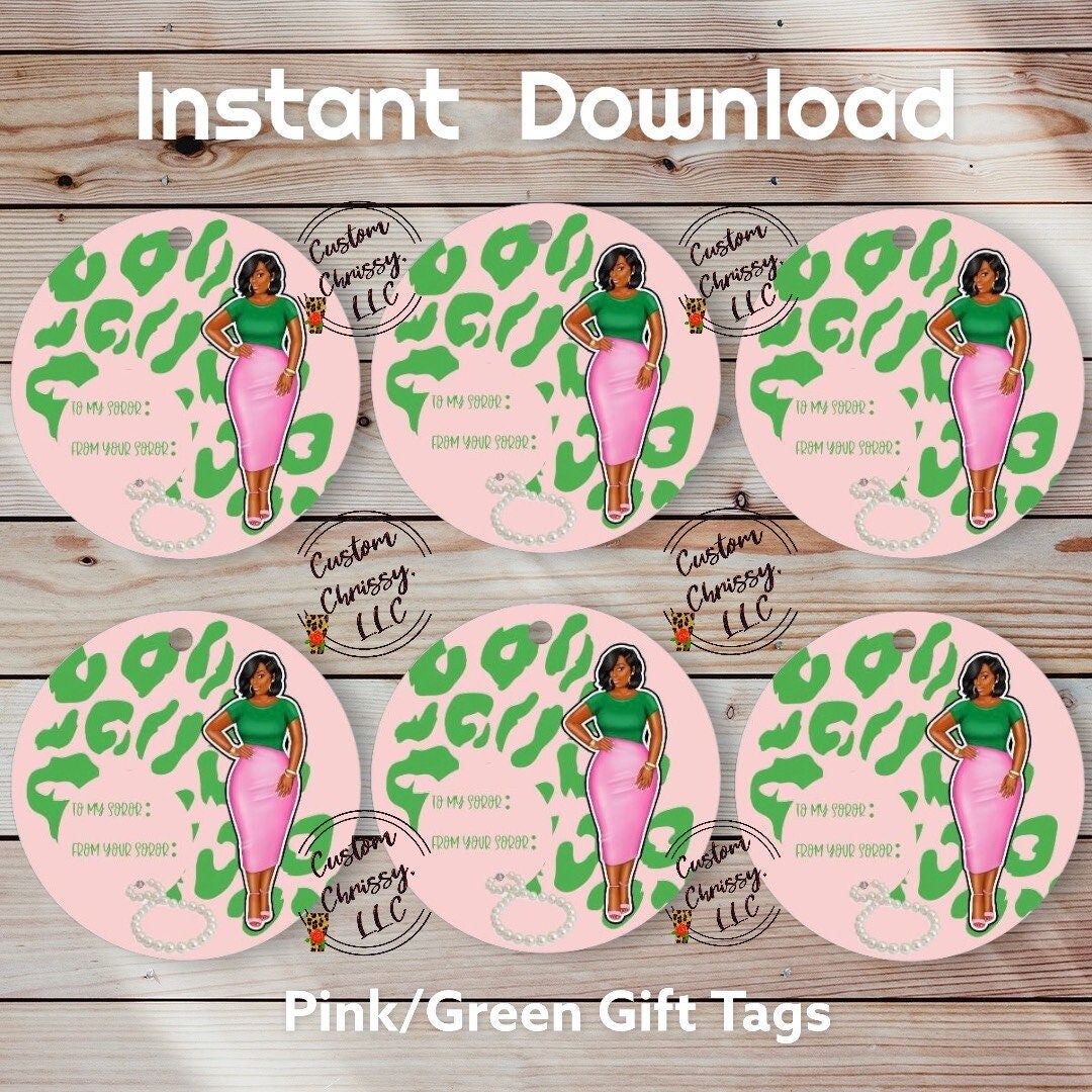Printable Pink & Green Gift Tags | Etsy