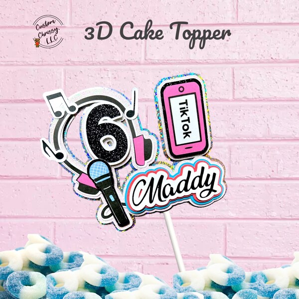 Tiktok Custom Cake Topper Girl - Etsy