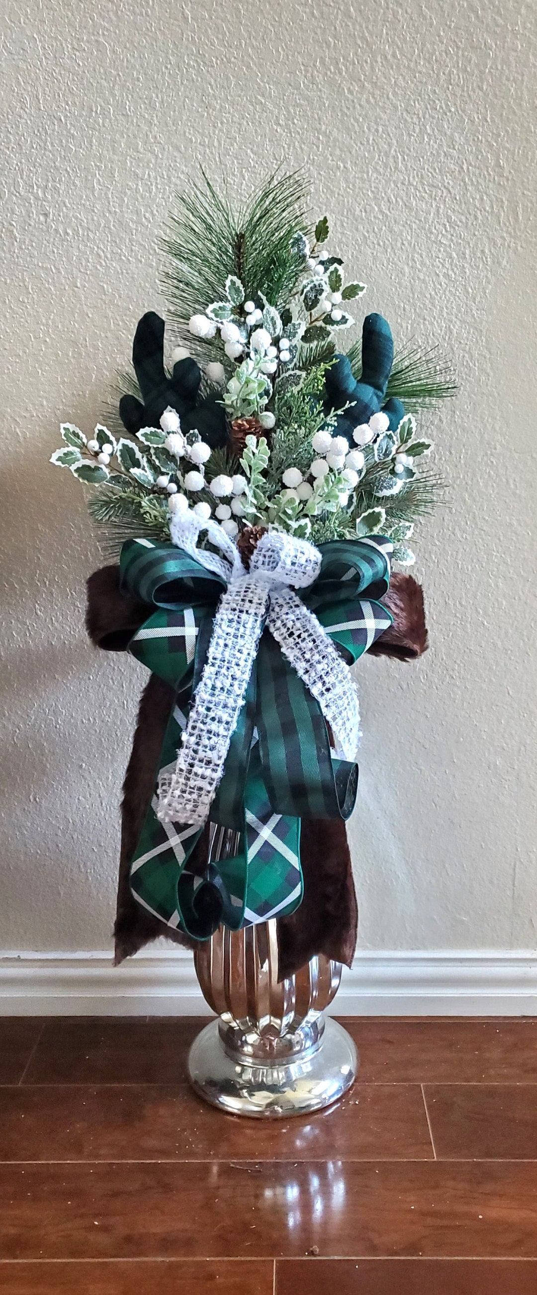 Plaid Tree Topper, Tree Topper Bow With Streamers, Christmas Tree ...