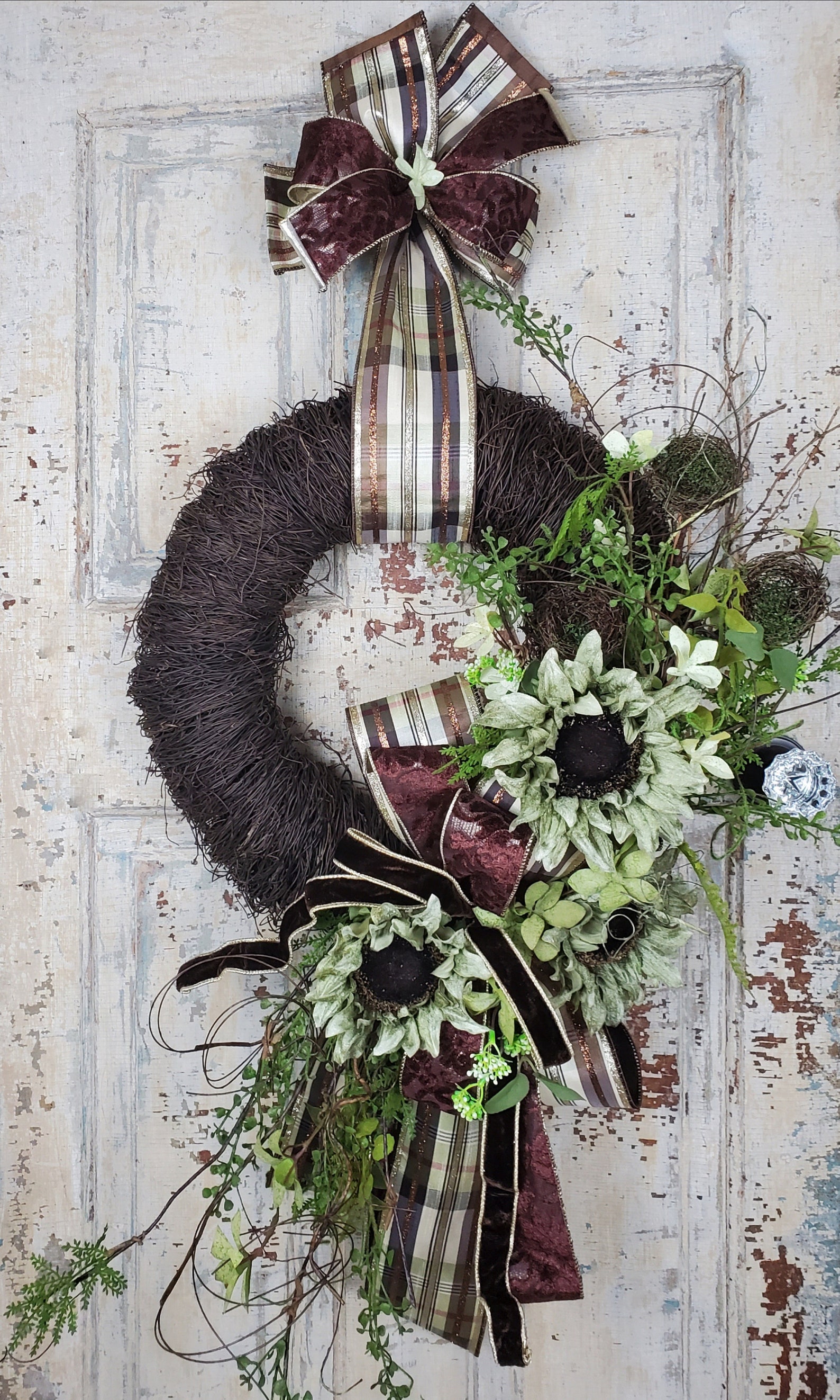 Rustic Fall Wreath for Front Door Autumn Wreath With Bird - Etsy