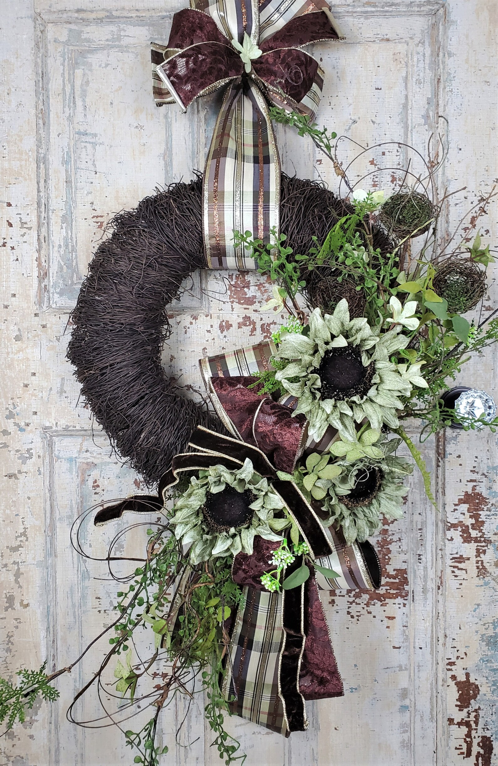 Rustic Fall Wreath for Front Door Autumn Wreath With Bird - Etsy