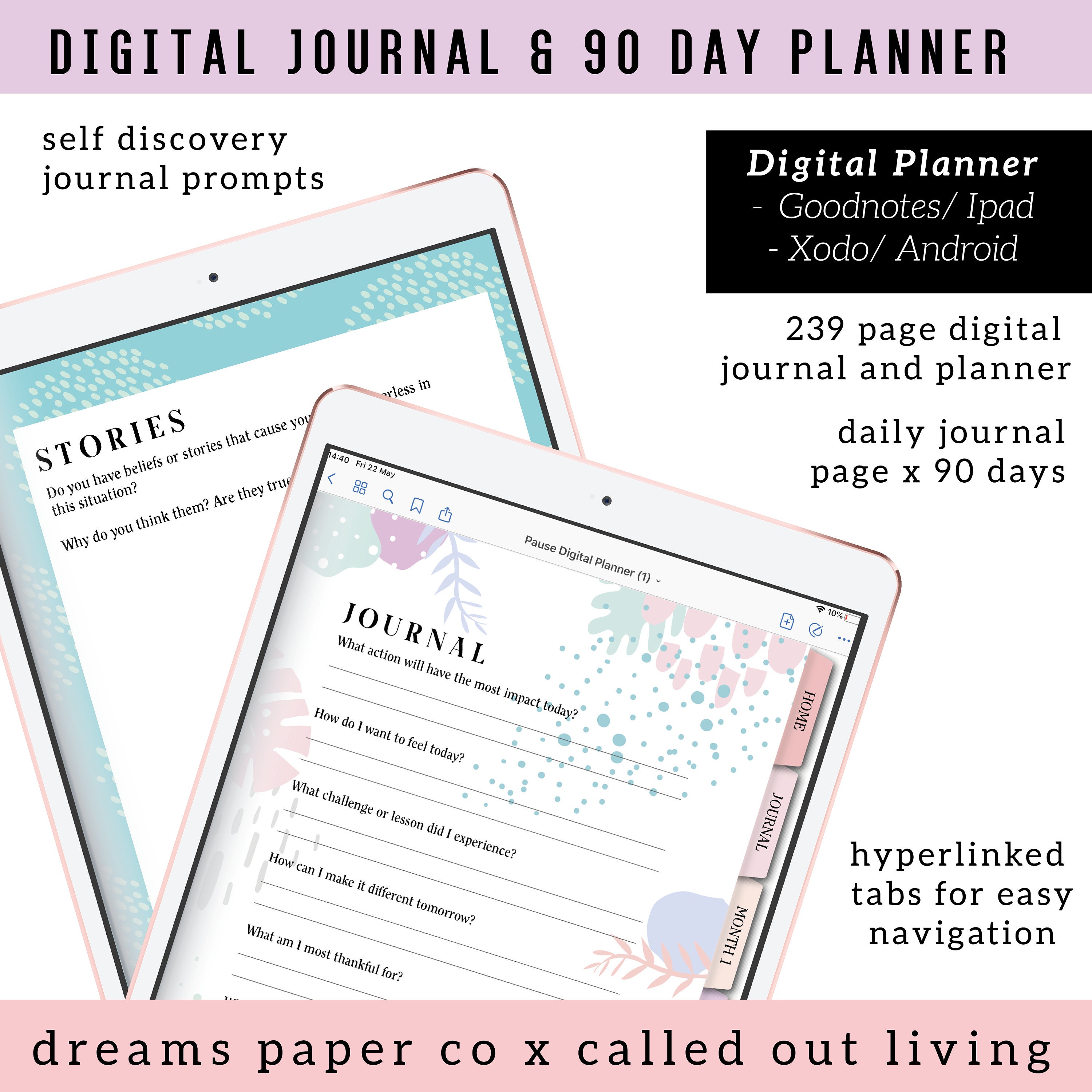 Goal Planner and Mindfulness Journal Self Discovery, Reflective ...