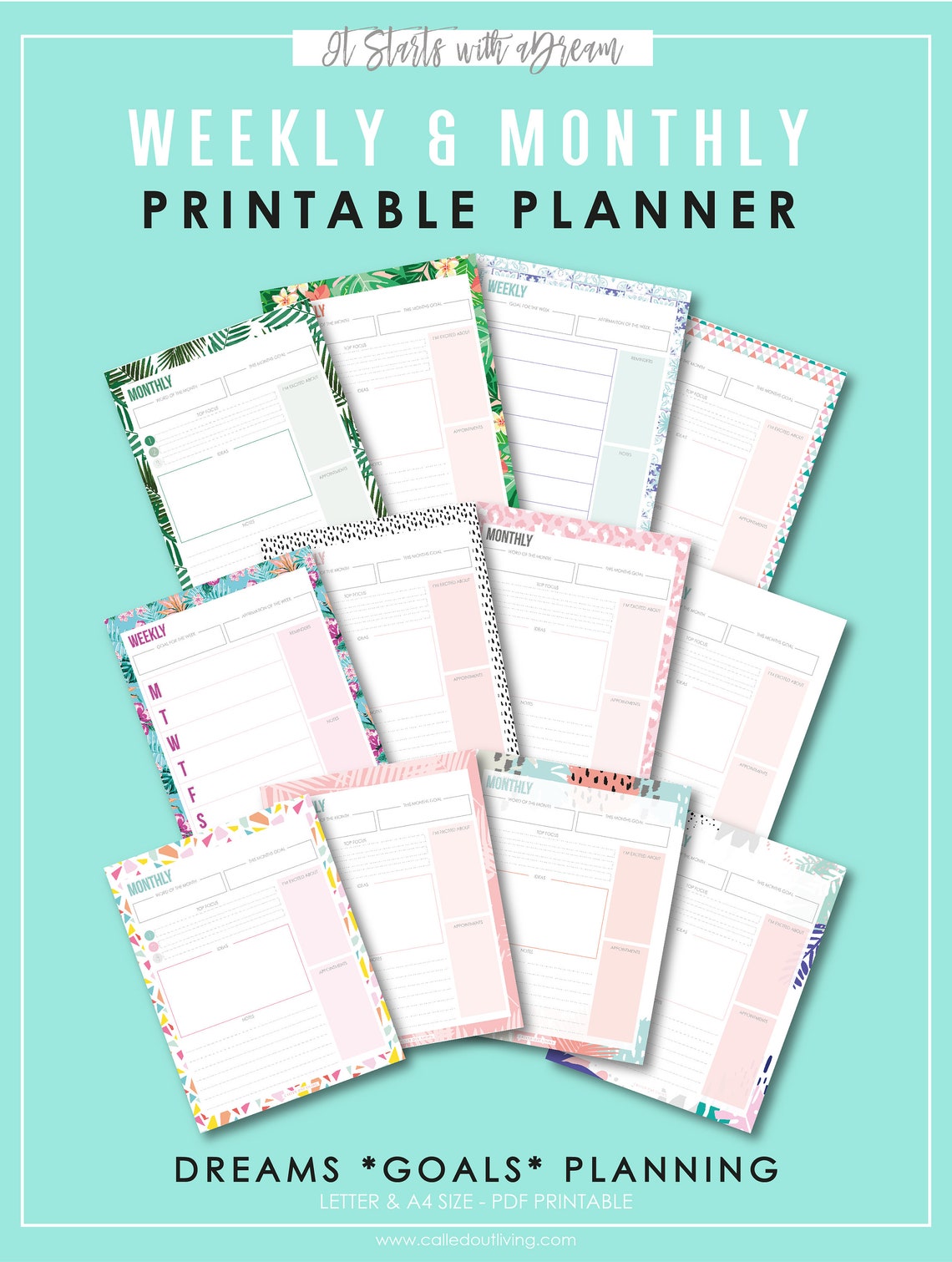 Weekly Planner Printable Monthly Planner Printable Weeky and | Etsy