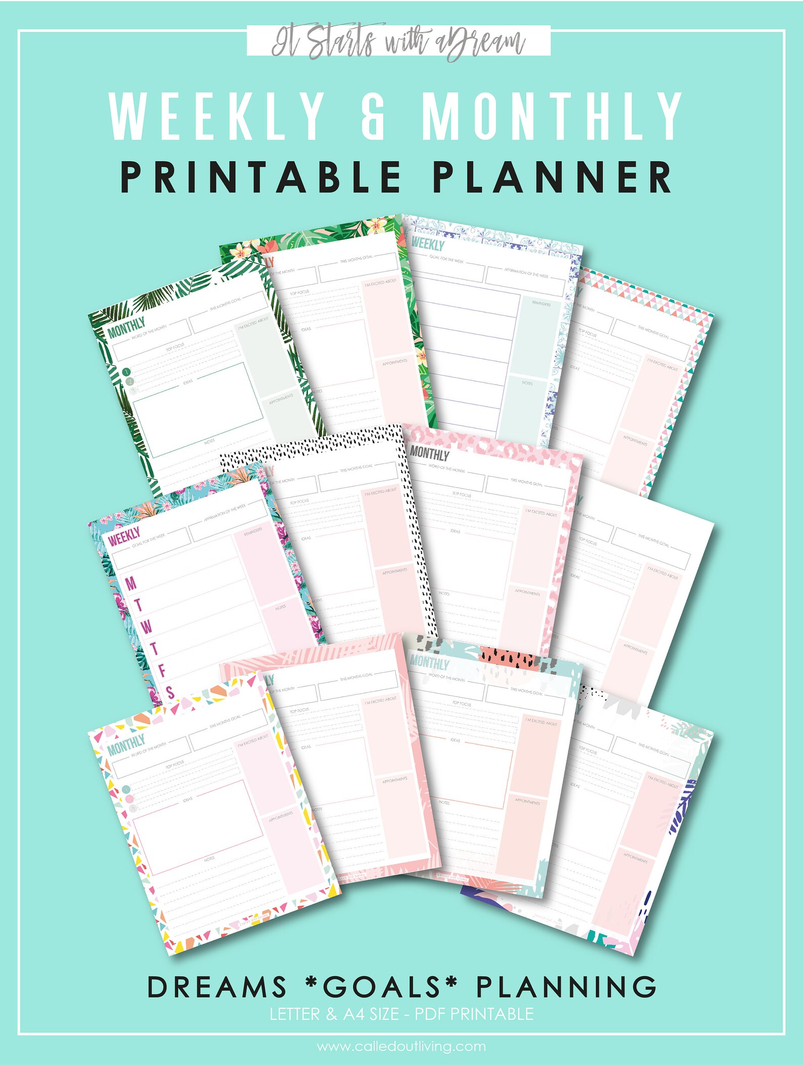 Weekly Planner Printable Monthly Planner Printable Weeky and | Etsy