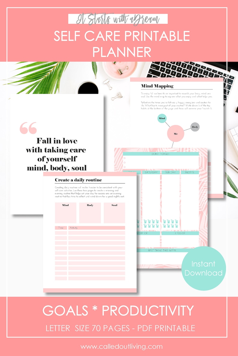 Self Care Planner Workbook Wellness Self Care Planner Self Etsy Canada