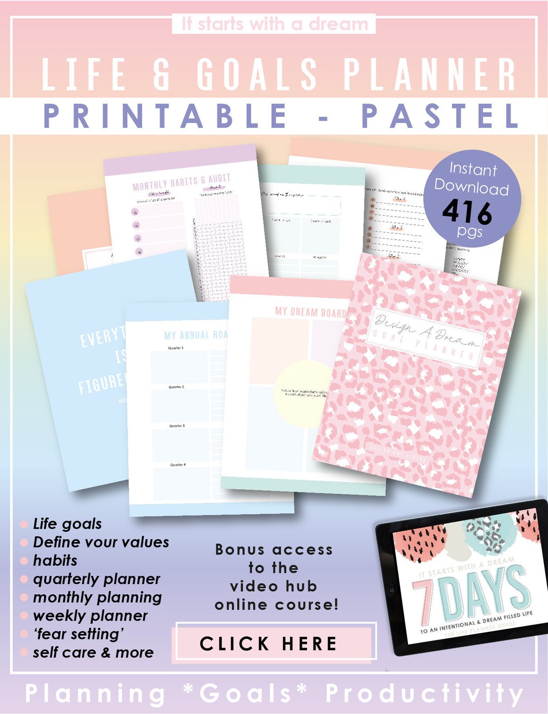 Life Goals Planner, 2024 New Year Resolutions, 2024 Goals, Intentions ...